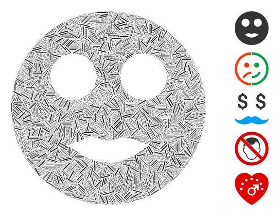 Dash Collage Lips Smiley Icon Stock Illustration - Illustration of ...