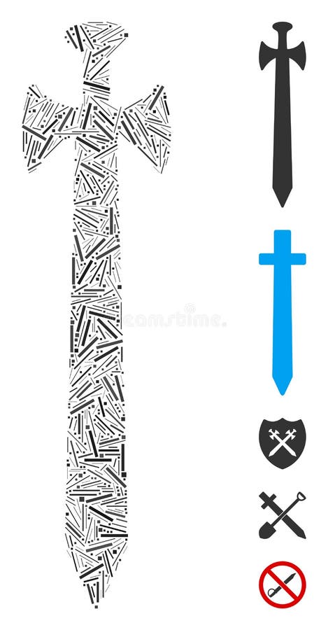 Dash Collage Medieval Sword Icon Stock Illustration - Illustration of ...