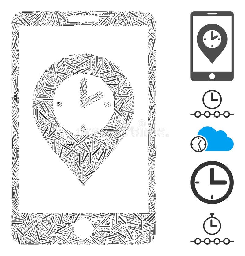 Dash Collage Mobile Time Pointer Icon Stock Illustration - Illustration ...