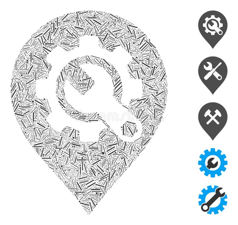 Dash Collage Service Tools Map Marker Icon Stock Illustration ...