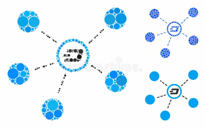 Dash Connections Mosaic Icon of Round Dots Stock Illustration ...