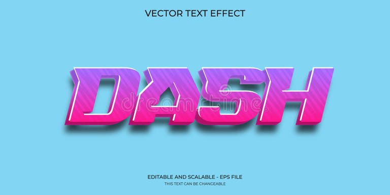 DASH 3D Editable Text Effect with Bold Gradient Style Stock Vector ...