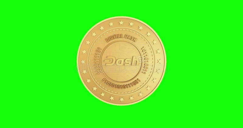 Dash DeFi Cryptocurrency Golden Coin Isolated Loop on Green Screen ...