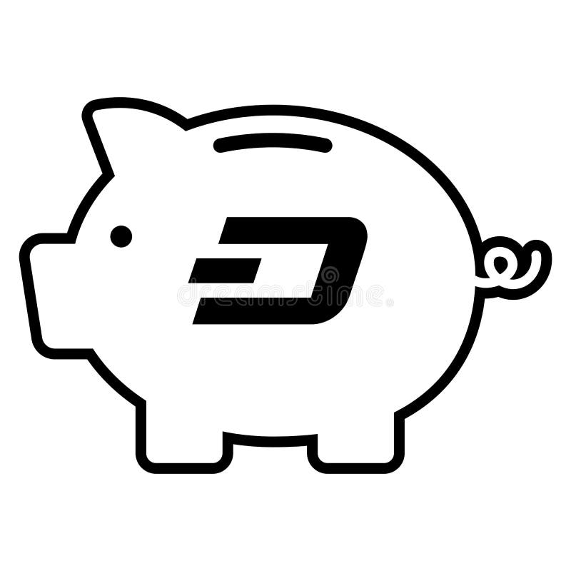 Dash Icon on Piggy Bank Isolated Stock Illustration - Illustration of ...