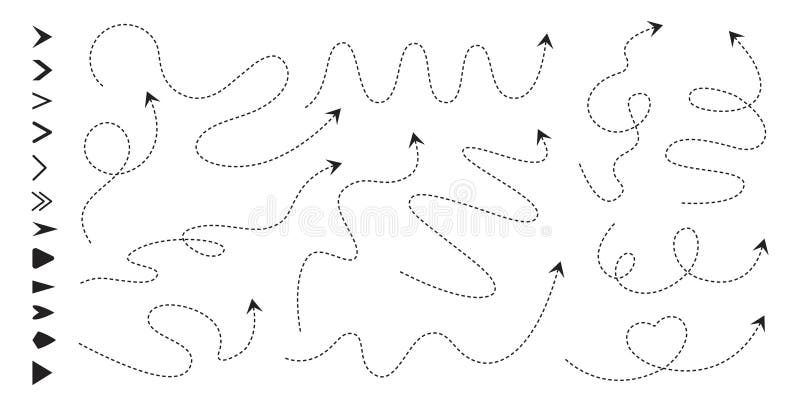 Dashed Set Arrow Icons Doodle Stock Illustrations – 15 Dashed Set Arrow ...
