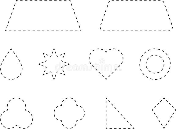 Dash Line Shapes. Dashed Outline Design of Border for Basic Geometric ...