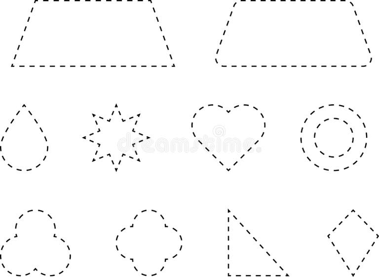 Dash Line Shapes. Dashed Outline Design of Border for Basic Geometric ...
