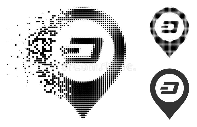 Dissolving Pixelated Halftone Dash Map Pointer Icon Stock Vector ...