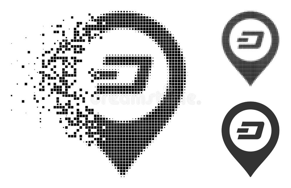 Dissolving Pixelated Halftone Dash Map Pointer Icon Stock Vector ...