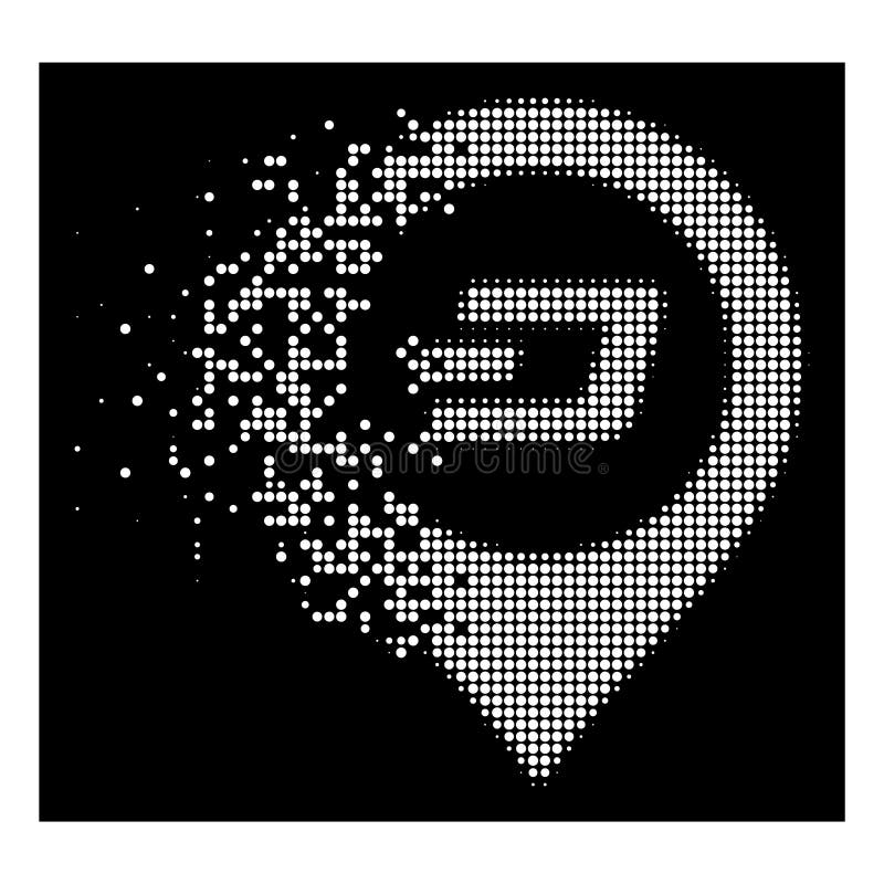White Dust Dotted Halftone Dash Map Pointer Icon Stock Vector ...