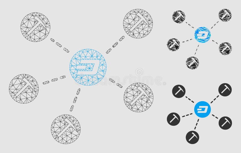 Dash Mining Network Vector Mesh Network Model And Triangle Mosaic Icon Stock Vector