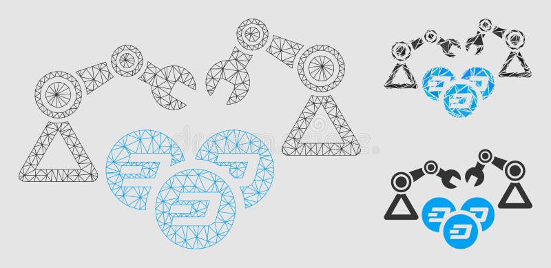 Dash Mining Robotics Vector Mesh Carcass Model and Triangle Mosaic Icon ...
