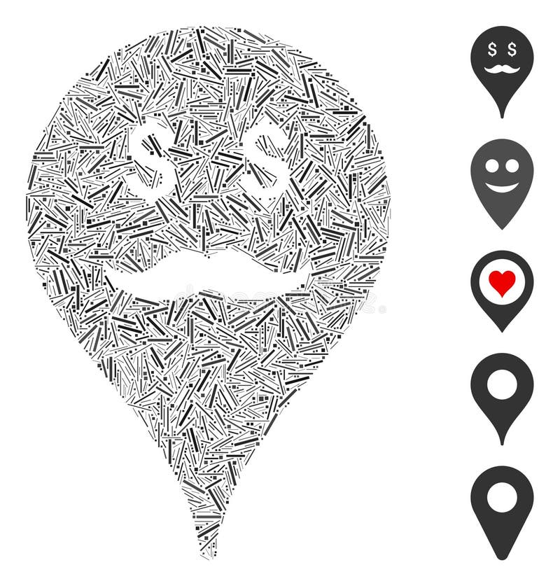 Dash Mosaic Banker Smiley Map Marker Icon Stock Illustration ...