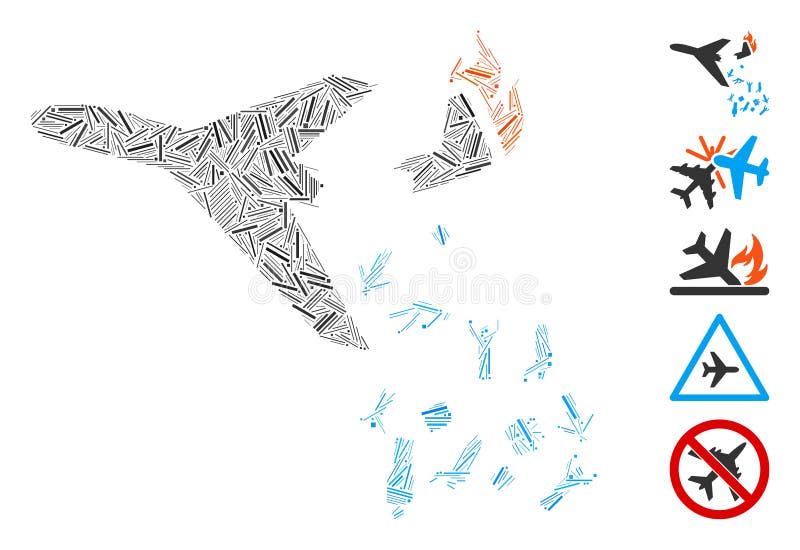 Dash Mosaic Falling Passengers from Airplane Icon Stock Illustration ...
