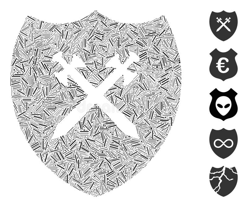 Hatch Collage Shield Icon Stock Illustration Illustration Of Organized
