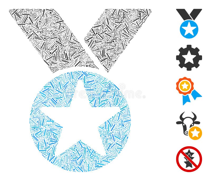 Hatch Collage Star Medal Icon Stock Illustration - Illustration of ...