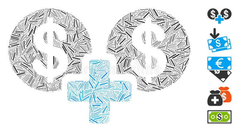 Line Collage Sum Money Icon Stock Illustration - Illustration of dollar ...