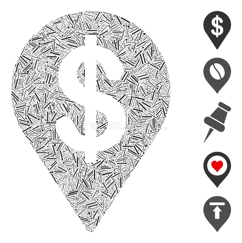 Dash Mosaic Dollar Map Pointer Icon Stock Illustration - Illustration ...
