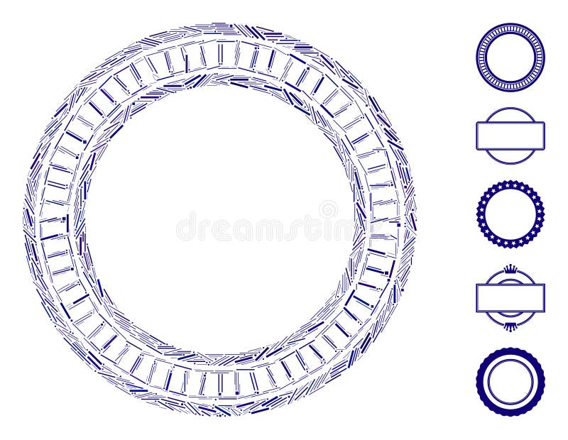 Dash Mosaic Double Circle Frame Icon Stock Illustration - Illustration ...