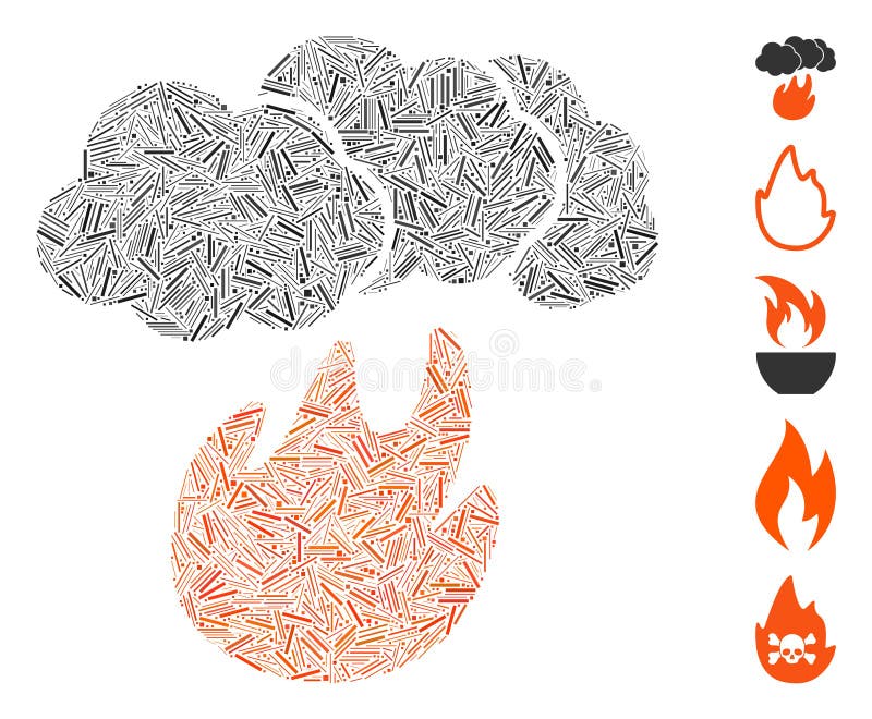 Dash Mosaic Fire with Smoke Icon Stock Illustration - Illustration of ...