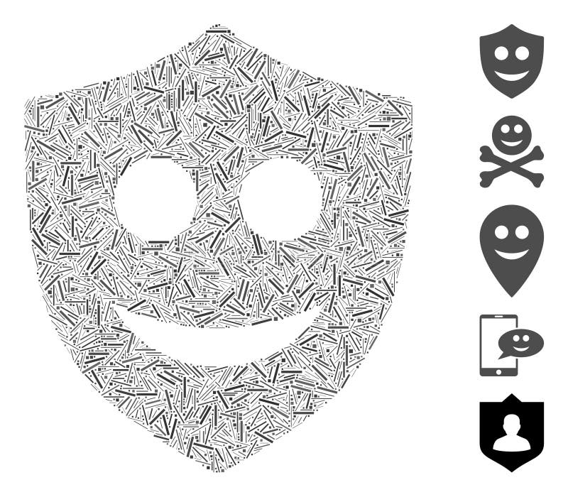 Dash Mosaic Happy Shield Icon Stock Illustration - Illustration of cute ...