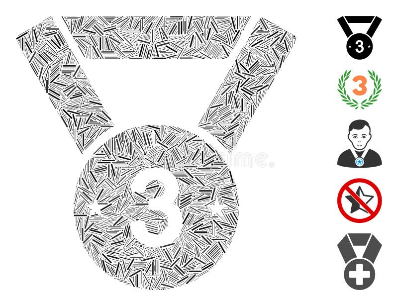 Dash Mosaic Medal Third Icon Stock Illustration - Illustration of ...