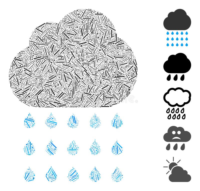 Dash Mosaic Rain Cloud Icon Stock Illustration - Illustration of cloudy ...