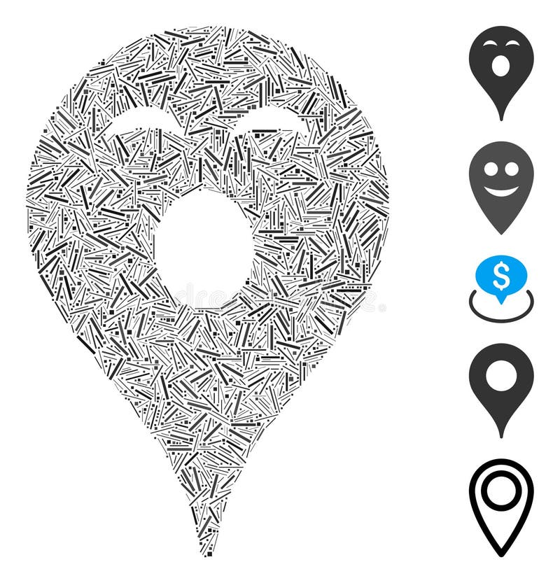 Dash Mosaic Sleepy Smiley Map Marker Icon Stock Illustration ...