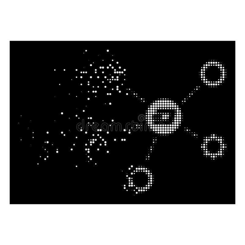 White Disintegrating Pixelated Halftone Dash Network Structure Icon ...