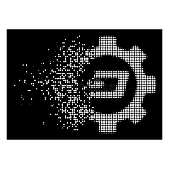 Bright Damaged Pixelated Halftone Dash Options Gear Icon Stock Vector ...