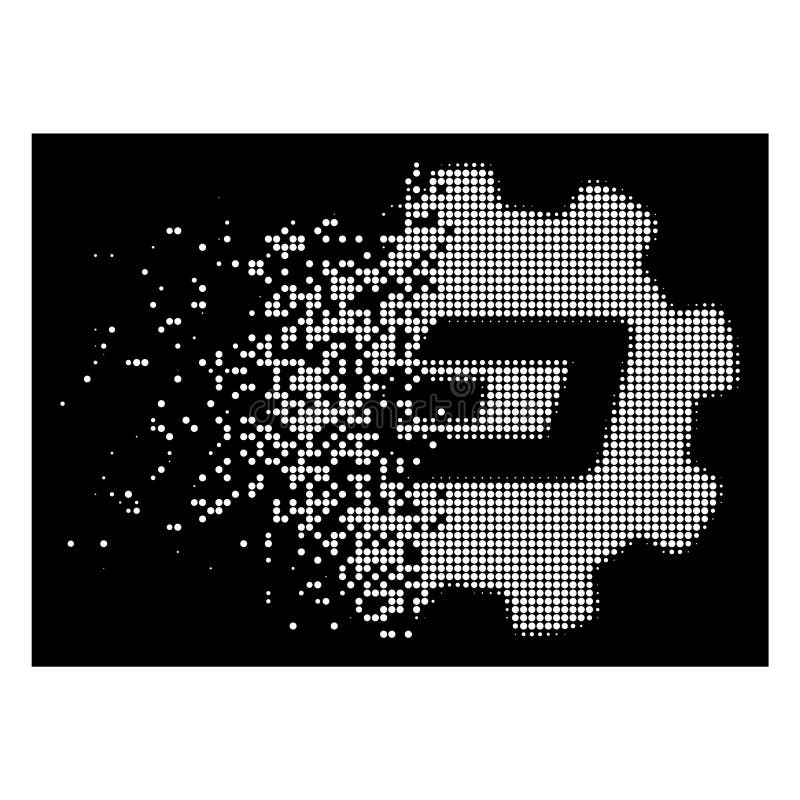 White Shredded Dot Halftone Dash Setup Gear Icon Stock Vector ...