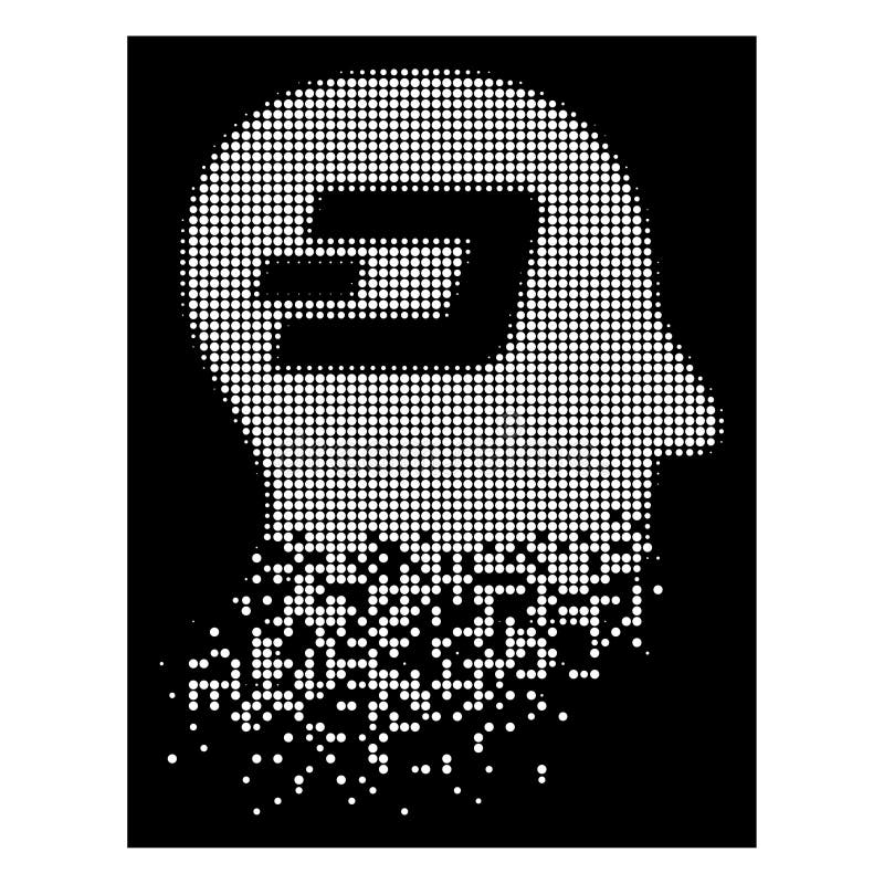 White Destructed Dot Halftone Dash Thinking Icon Stock Vector ...