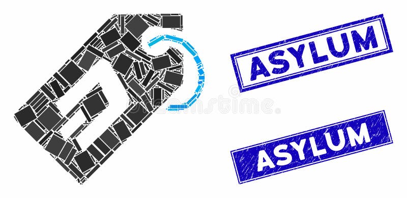 Dash Token Mosaic and Distress Rectangle Asylum Stamps Stock Vector ...