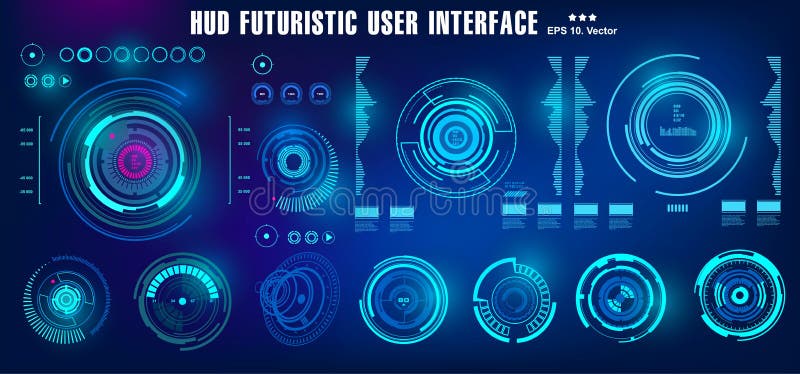 Dashboard Blue Display Virtual Reality Technology Screen. HUD ...