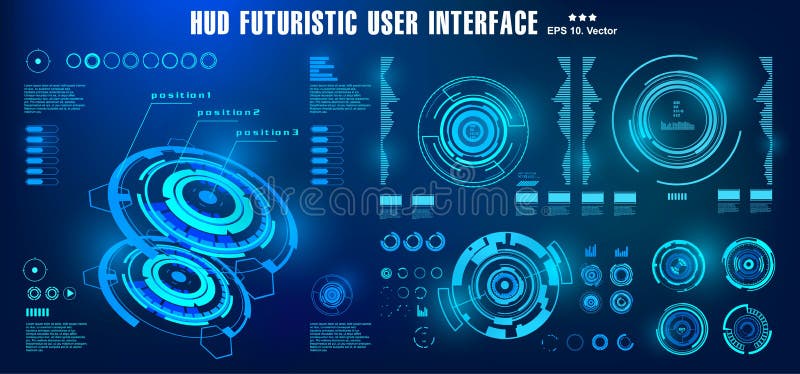 Dashboard Blue Display Virtual Reality Technology Screen. HUD ...