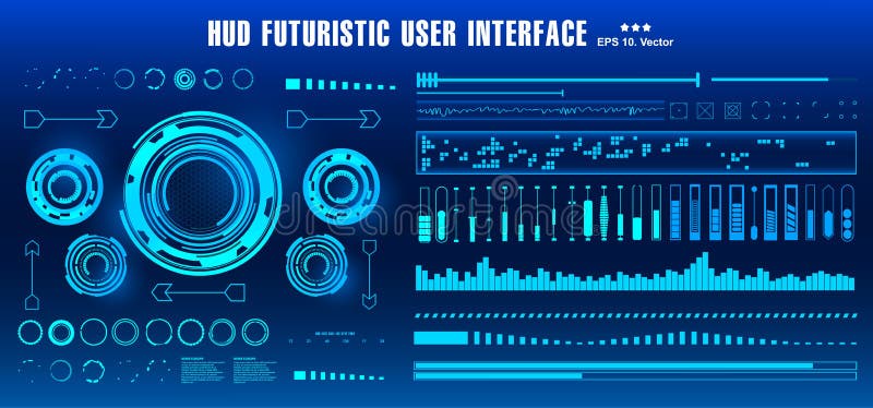 Dashboard Blue Display Virtual Reality Technology Screen. HUD ...