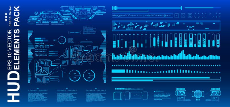 Dashboard Blue Display Virtual Reality Technology Screen. HUD ...