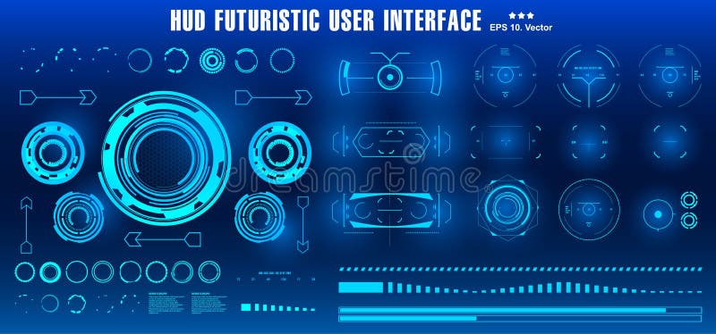 Dashboard Blue Display Virtual Reality Technology Screen. HUD ...