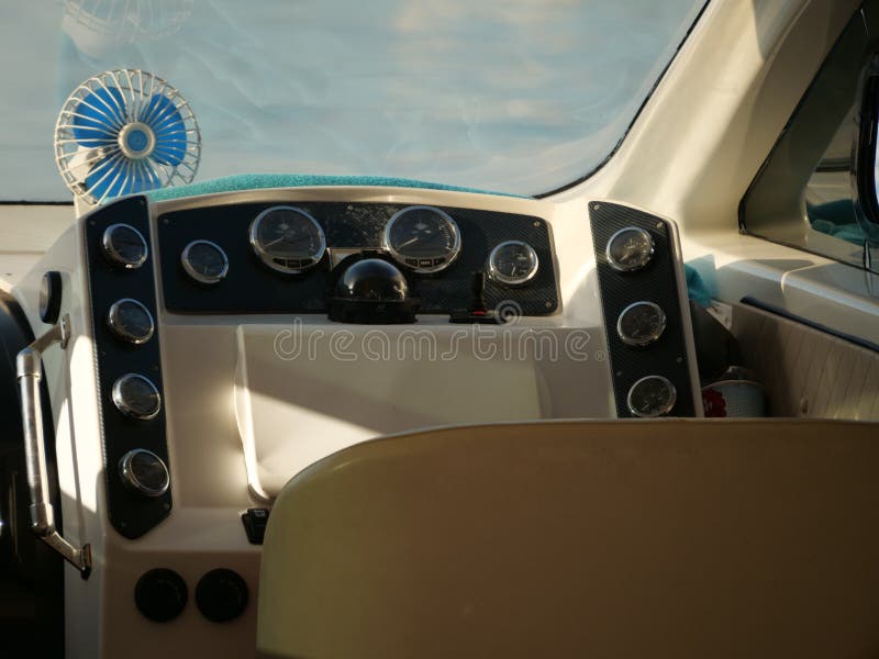 Dashboard of a Boat with Speed Dials Stock Image - Image of cruise ...