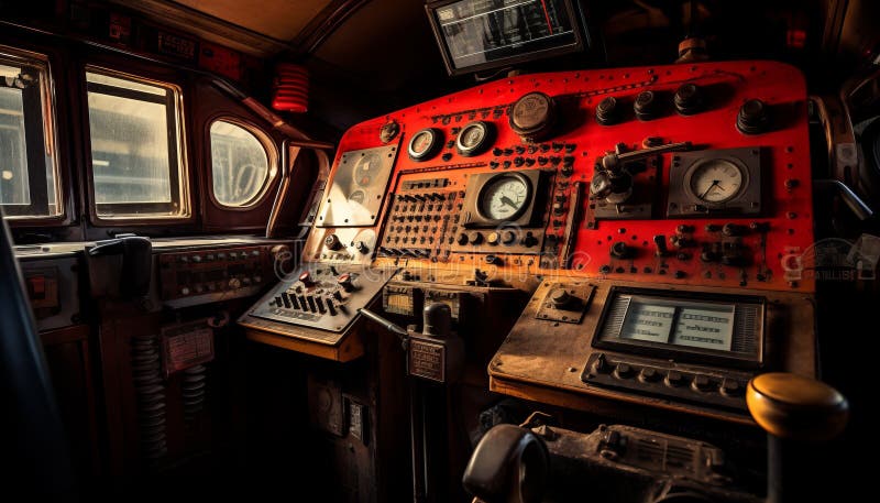 Dashboard in the Cabin of a Locomotive Stock Image - Image of driver ...