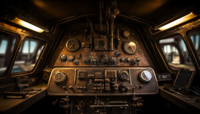 Dashboard in the Cabin of a Locomotive Stock Image - Image of distance ...