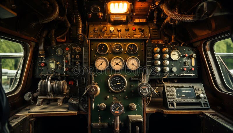 Dashboard in the Cabin of a Locomotive Stock Photo - Image of ...