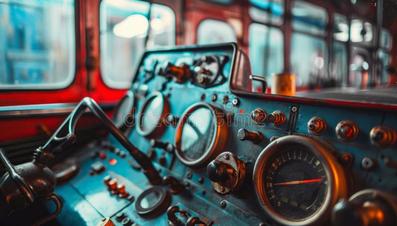 Dashboard in the Cabin of a Locomotive Stock Image - Image of engine ...