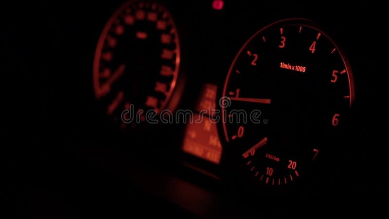 Dashboard in the Car. the Speedometer Arrow Moves while the Engine is ...