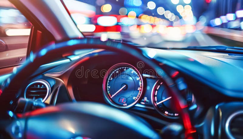 The Dashboard of a Car with the Speedometer Showing a Red Number 8 ...