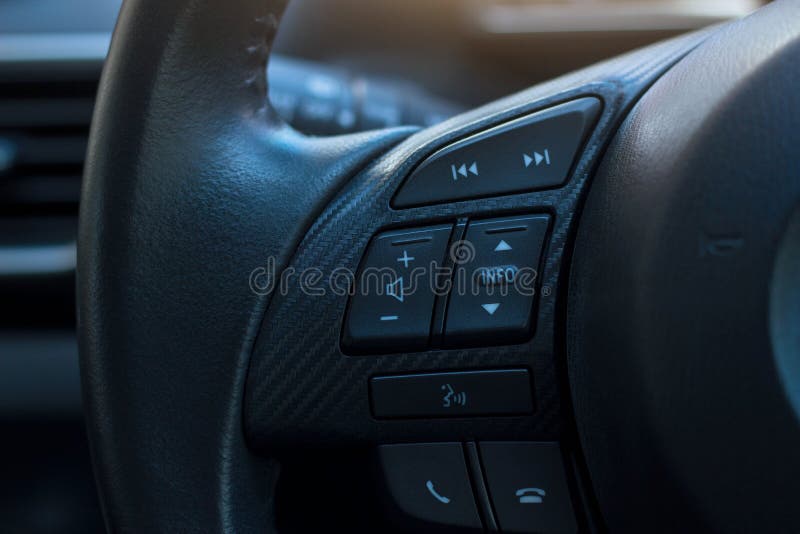 Dashboard Control on Steering Wheel Stock Image - Image of safety ...
