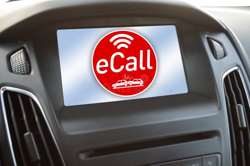 Dashboard in a Car with E-call Stock Image - Image of digital ...
