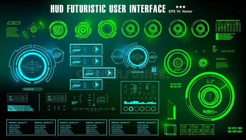 Dashboard Display Virtual Reality Technology Screen. HUD Futuristic ...
