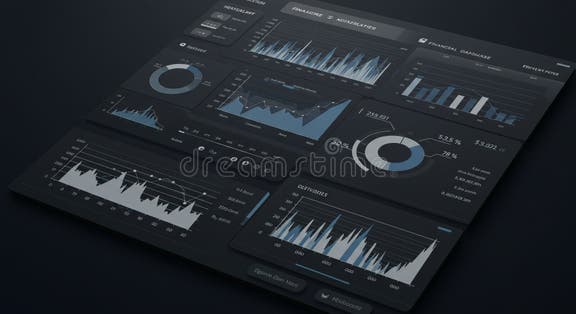 Dashboard Displaying Multiple Data Visualizations, Including Bar Graphs, Line Charts, Stock ...