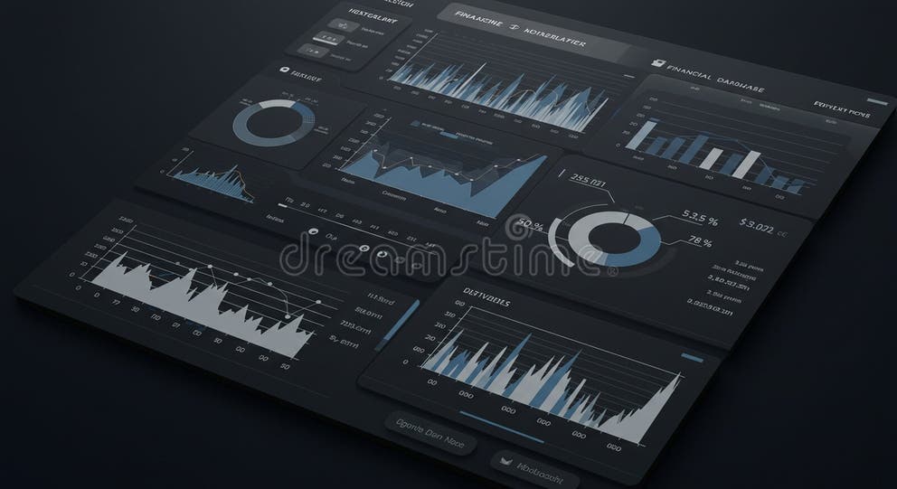 Dashboard Displaying Multiple Data Visualizations, Including Bar Graphs, Line Charts, Stock ...